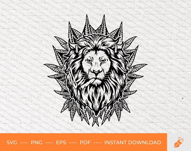 Rasta Lion Smoking Joint SVG, Animal Smoking Weed Svg, Smoking Cannabis ...