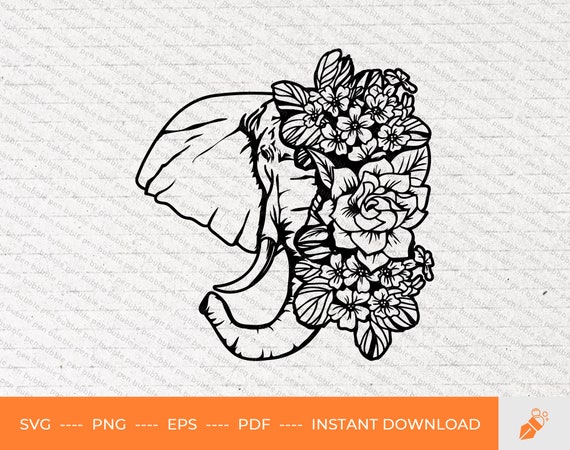 Elephant Floral Svg Elephant Svg Flowers Elephant Svg | Etsy