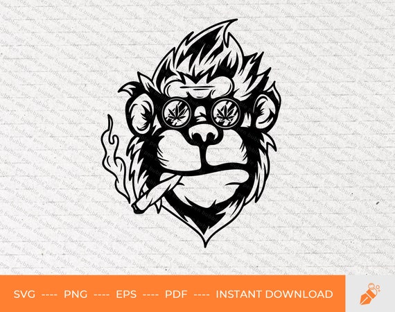 Monkey Smoking Joint SVG Animal Smoking Weed Svg Smoking - Etsy