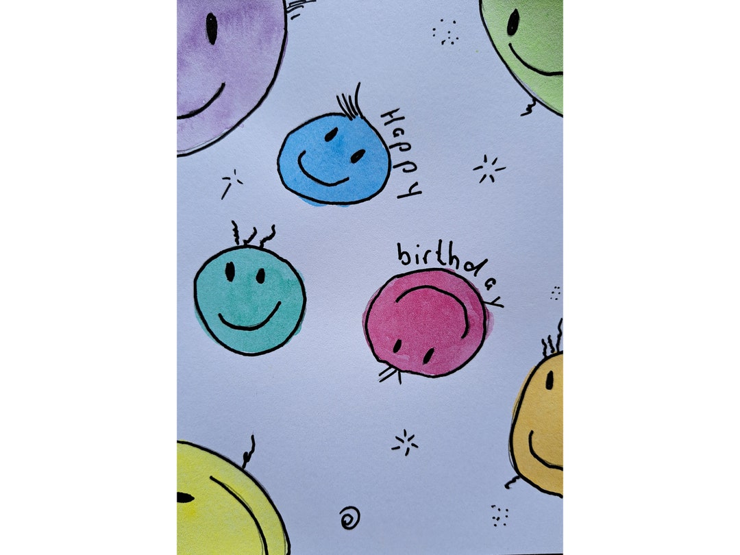 Happy Faces Birthday Card - Etsy