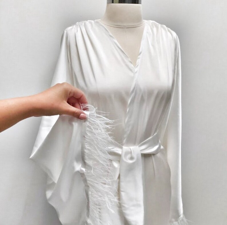 Long Bridal Robe White Satin Long Kimono Bride Kimono Satin - Etsy