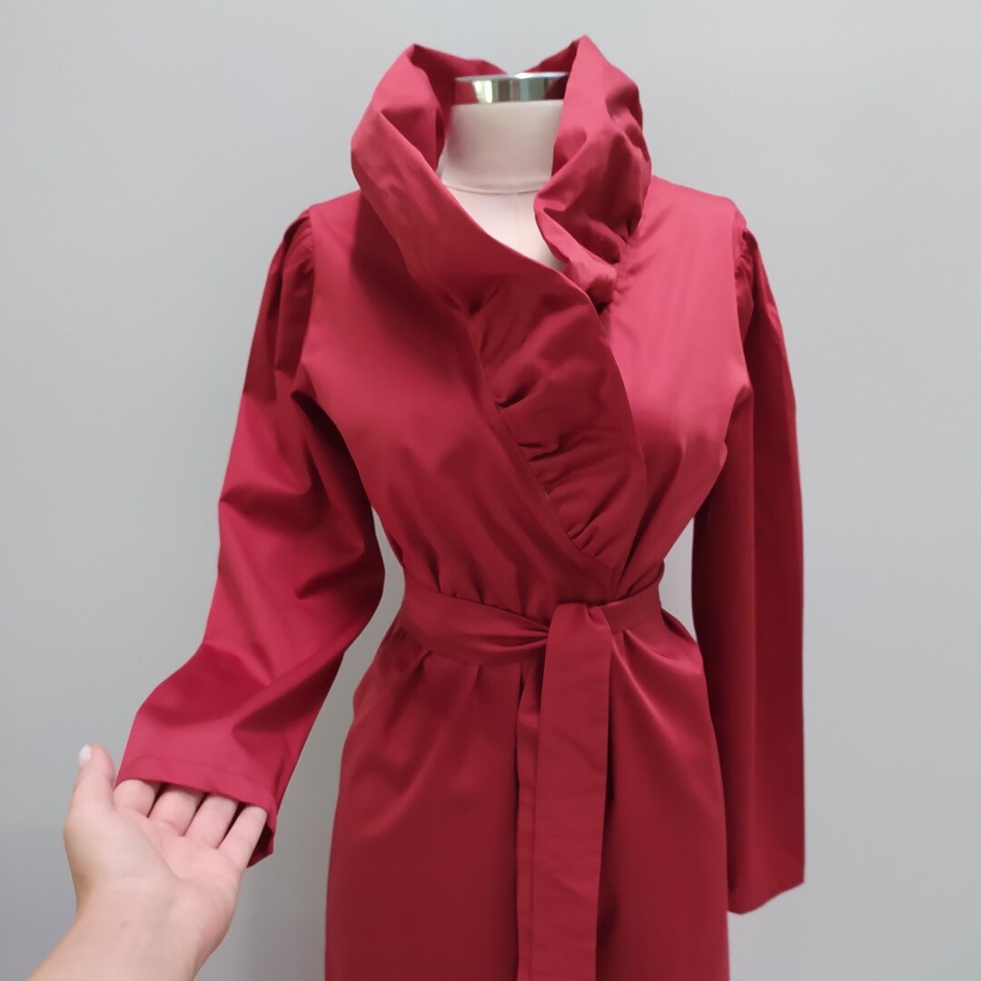 Valentine’s Day Red Cotton Satin Robe Long , LOVE Gift Red Robe Women ...