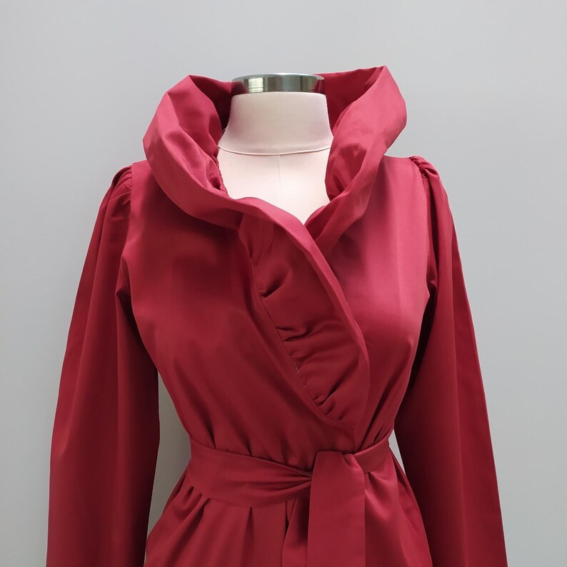 Valentine’s Day Red Cotton Satin Robe Long , LOVE Gift Red Robe Women ...