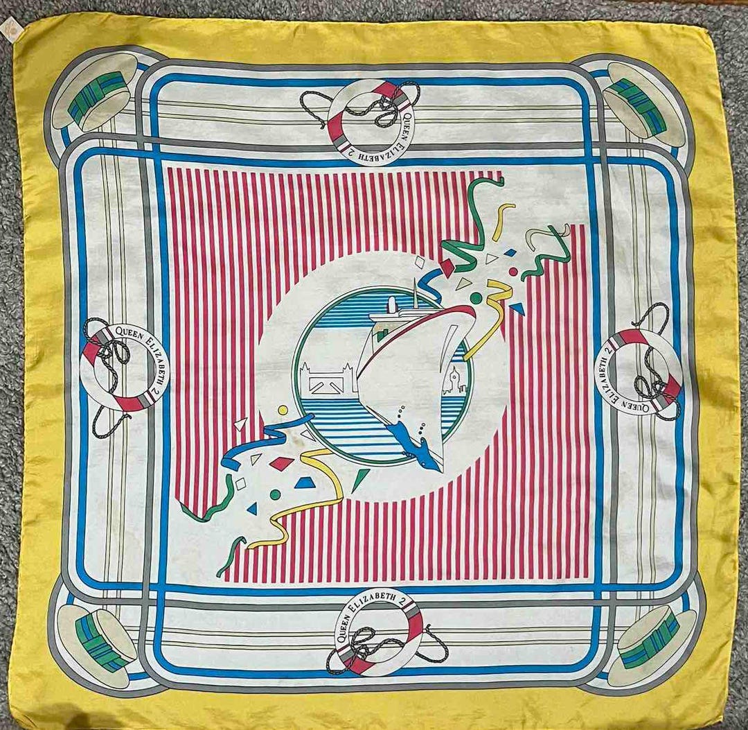 Vintage Silk Scarf Queen Elizabeth 2, 77x77 Cm. - Etsy