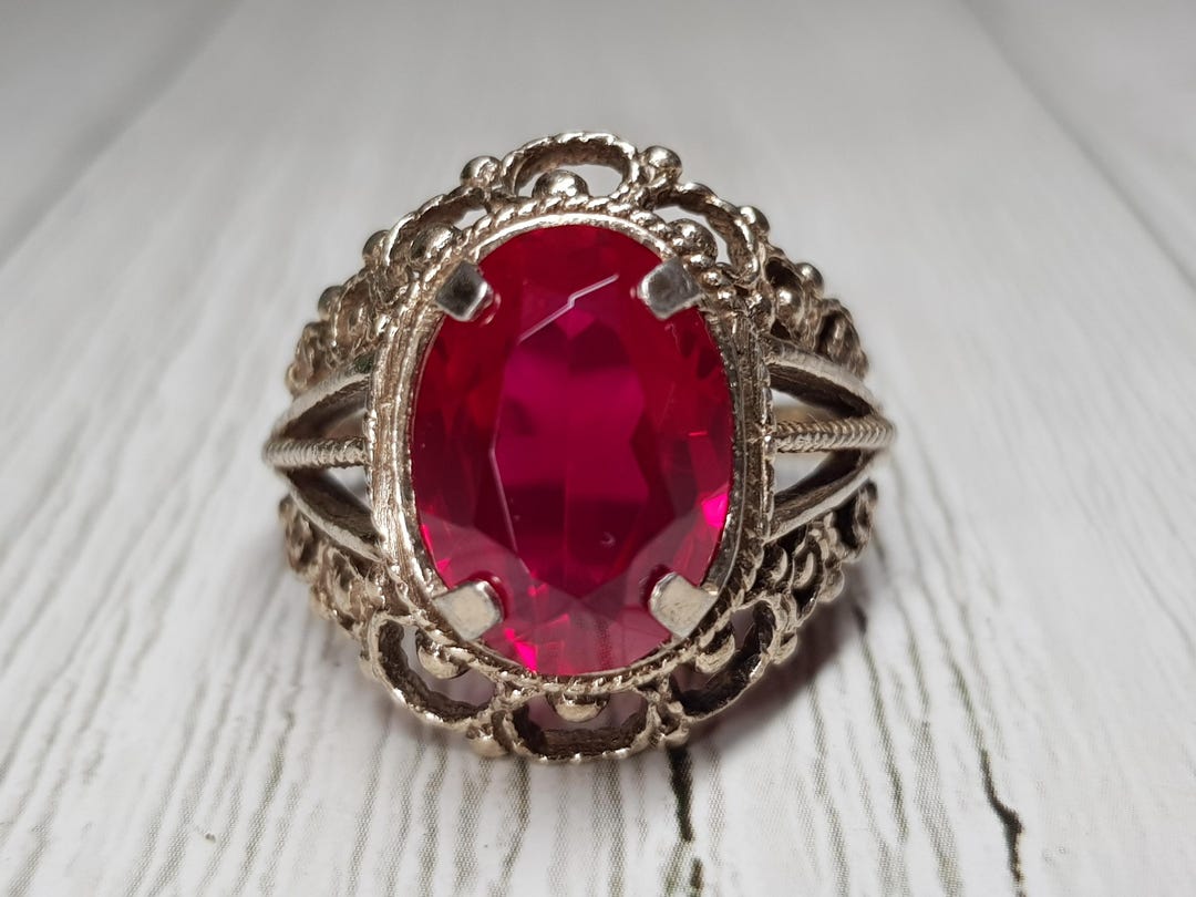 Vintage Soviet Sterling Silver Ring, 875 Assay Value, Gold-plated ...