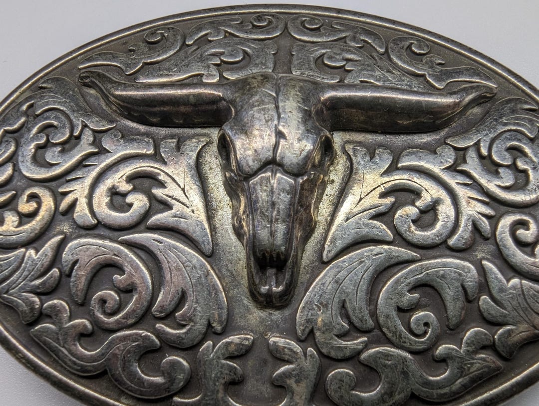 Vintage Western Style Metal Bull Head Belt Buckle, 9x6.5 Cm. - Etsy