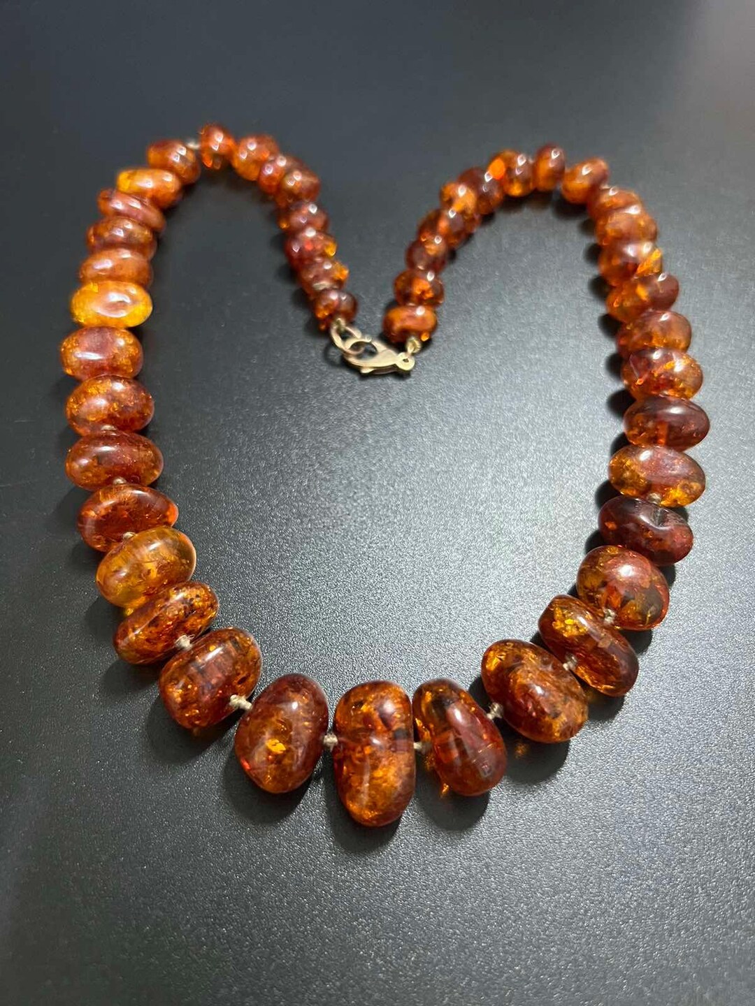 Vintage Amber Beads With a Gold Clasp 9CT. - Etsy