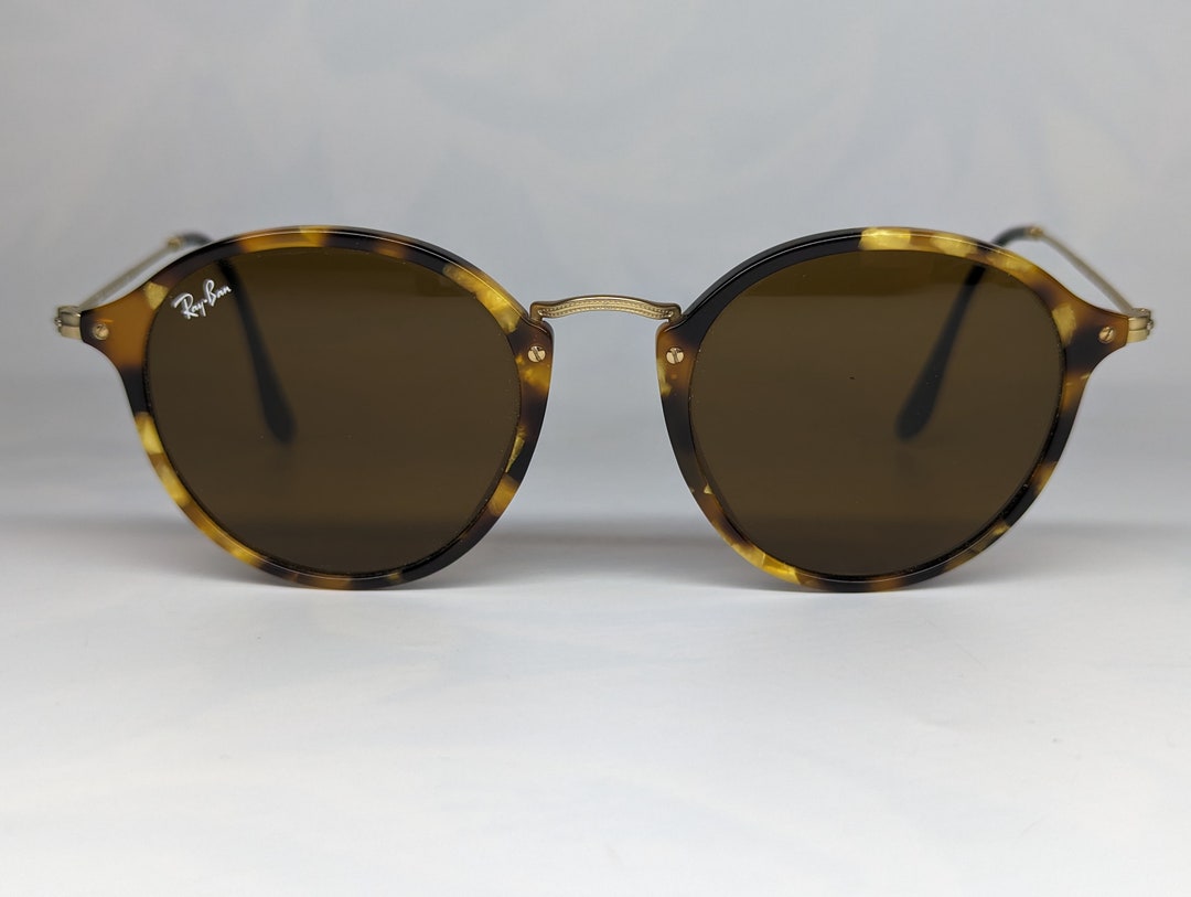 Ray-ban Round Fleck 2447 Tortoiseshell and Golden Brown Sunglasses - Etsy
