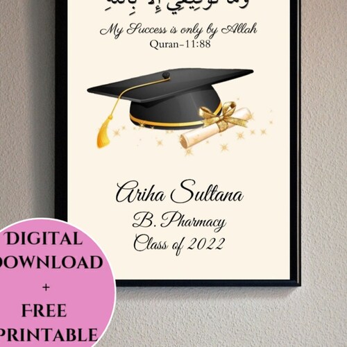 Custom Personalised Islamic Graduation Print Muslim - Etsy UK