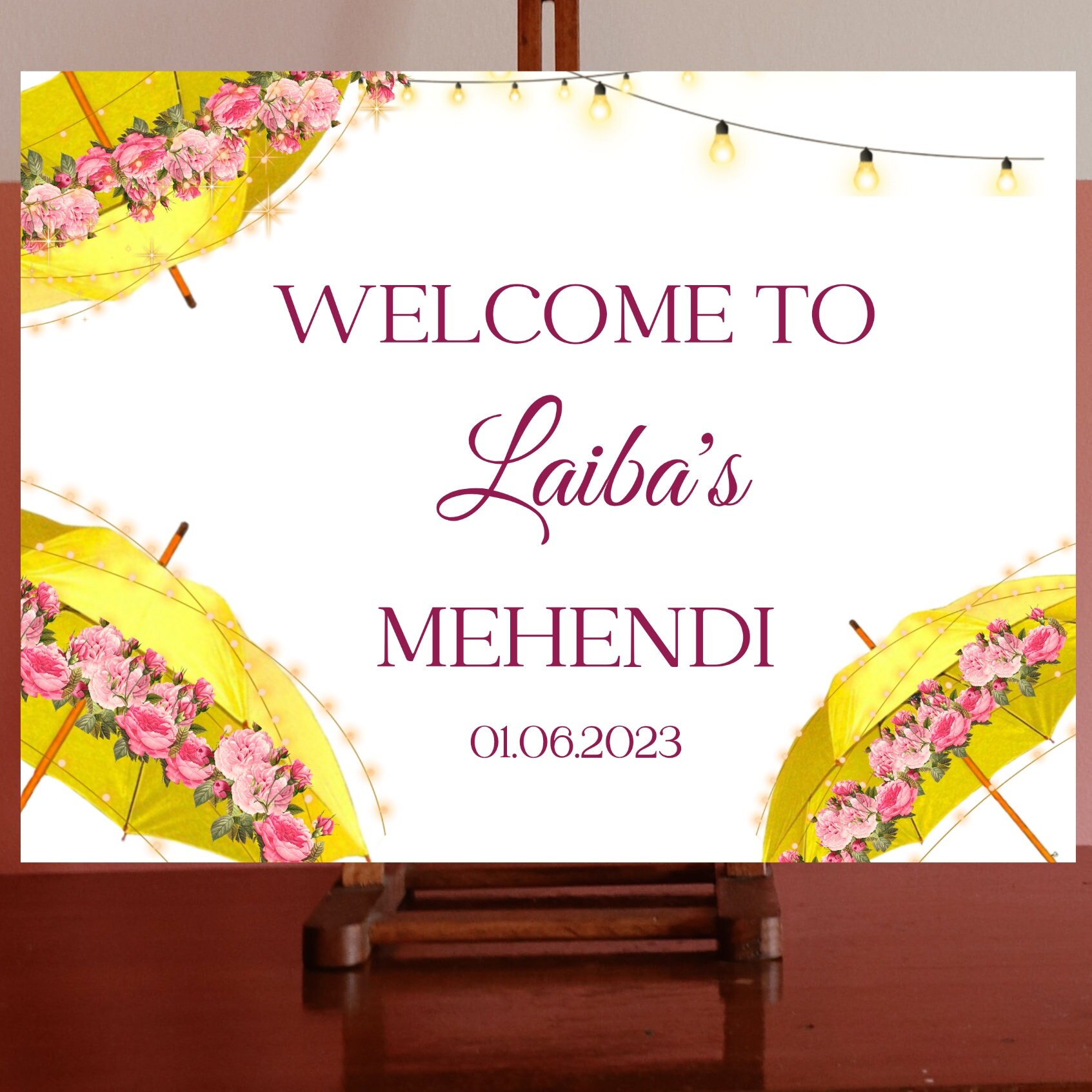 Editable Custom Mehndi Poster, Mehndi Umbrella Desi Decor as Mehendi ...