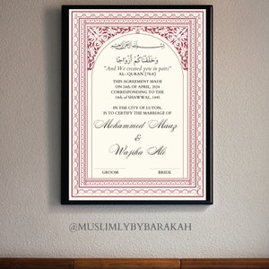 Nikkah Islamic Marriage Certificate Digital Desi Wedding Souvenir ...
