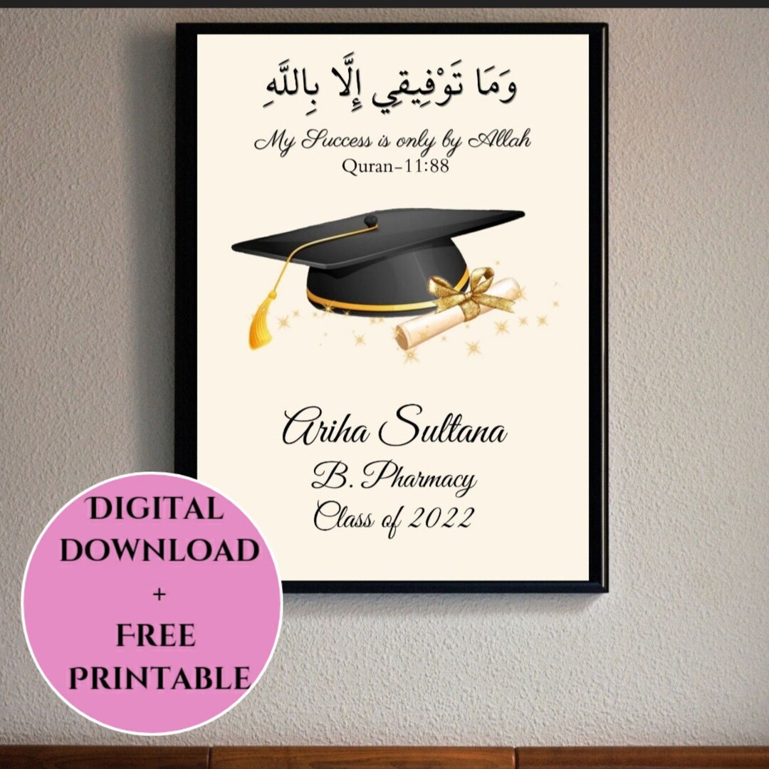 Graduation Print for Class of 2022 Muslim Personalised Graduation Gift ...