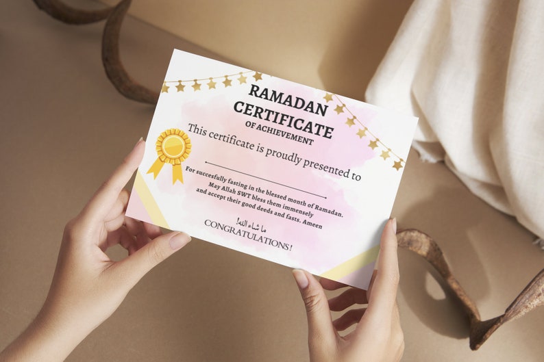 Ramadan Certificate of Appreciation for Kids Islamic Muslim Eid Gift ...