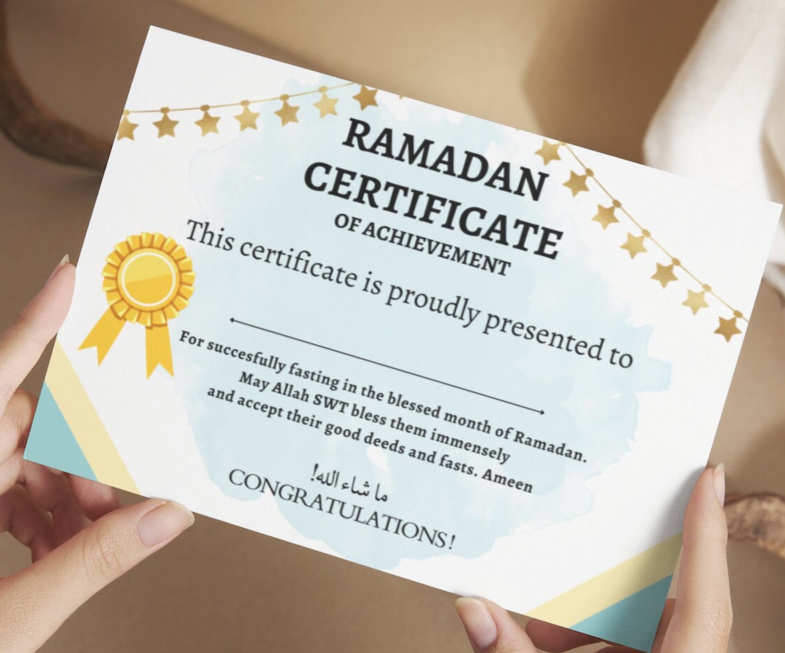 Ramadan Certificate of Appreciation for Kids Islamic Muslim Eid Gift ...
