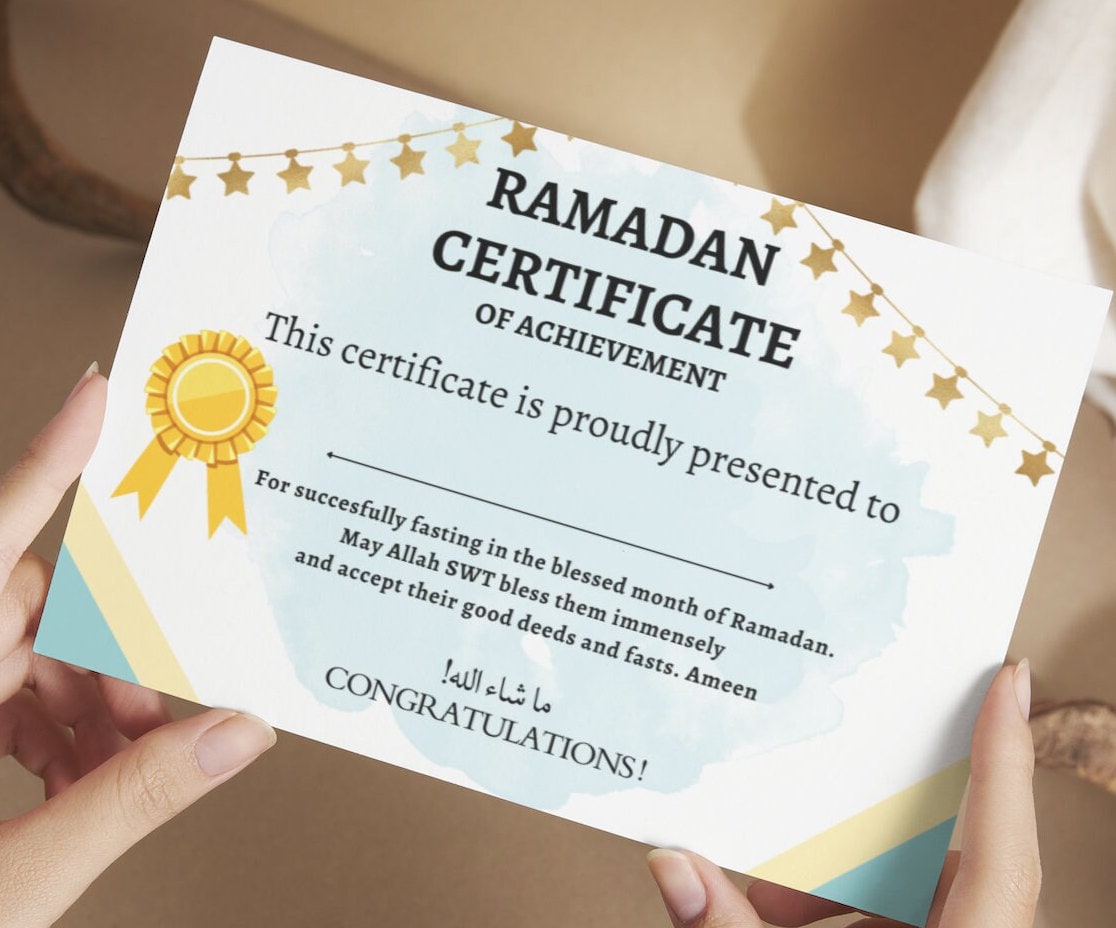 Ramadan Certificate of Appreciation for Kids Islamic Muslim Eid Gift ...