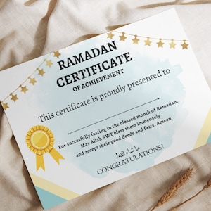 Ramadan Certificate of Appreciation for Kids Islamic Muslim Eid Gift ...