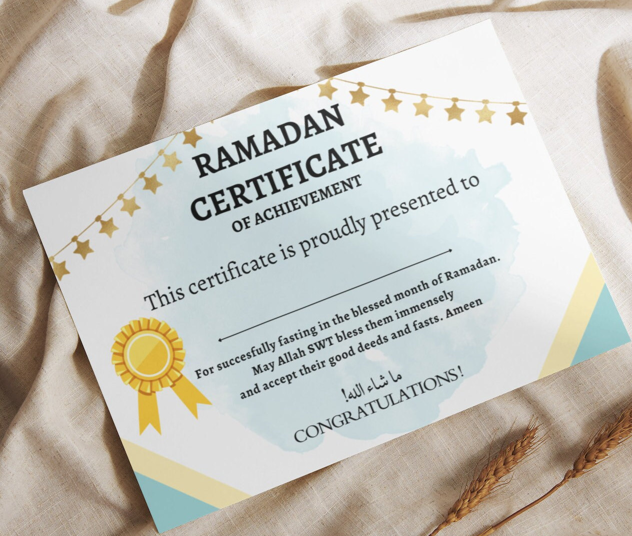 Ramadan Certificate of Appreciation for Kids Islamic Muslim Eid Gift ...