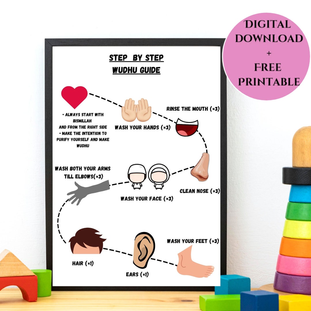 Islamic Wudhu Guide Step by Step Print for Kids Reverts Printable ...
