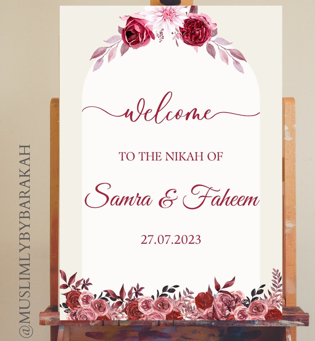 Personalized Muslim Wedding Welcome Sign for Nikah,walima, Shaadi ...