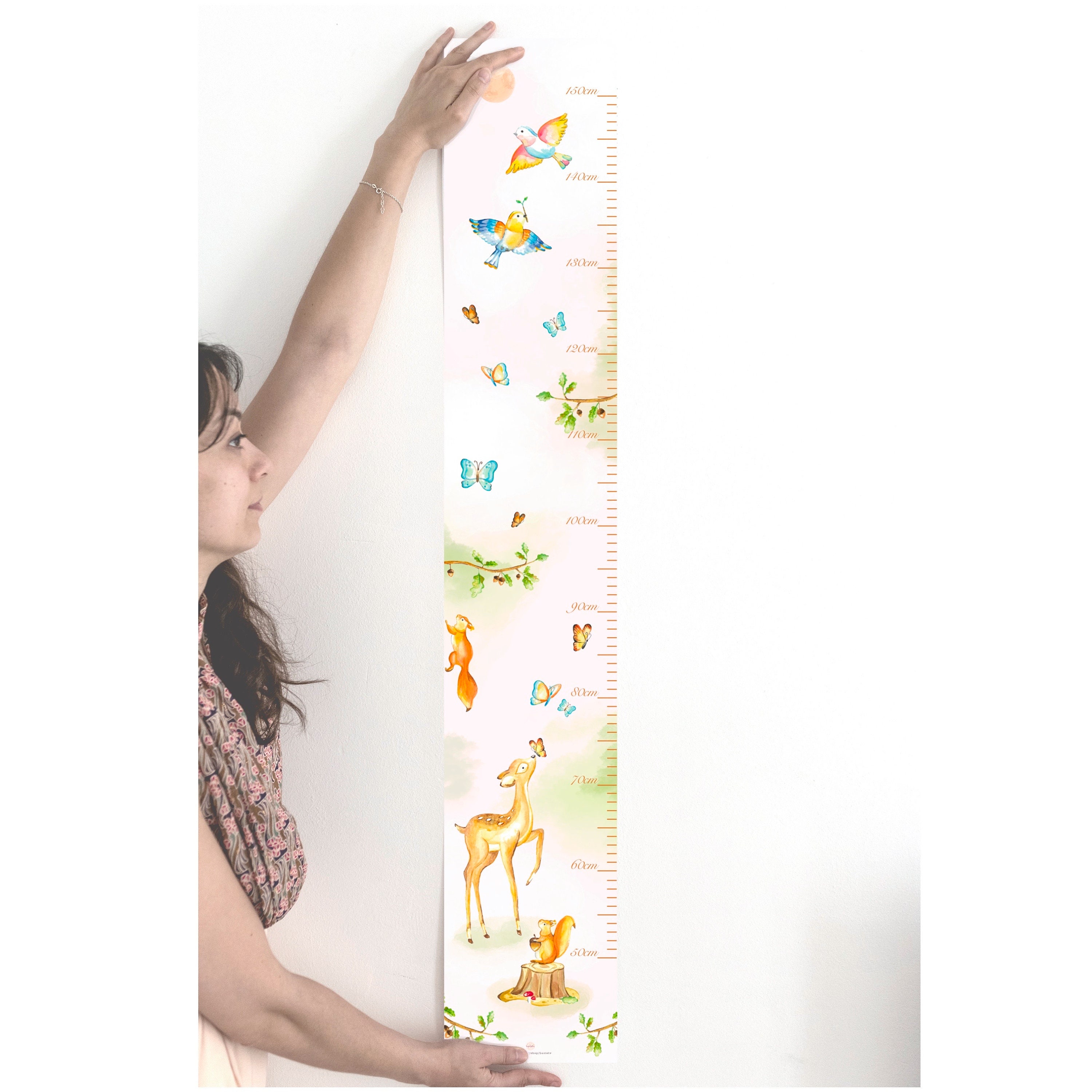 Watercolor Height Chart Forest Table Scale Growth Meter Wall ...