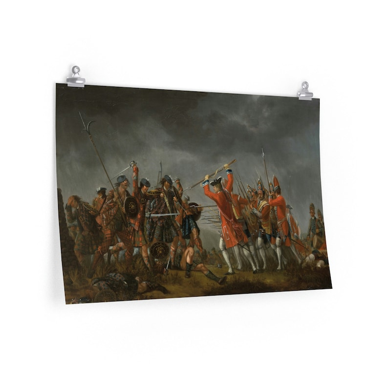 BATTLE OF CULLODEN 1746 Scottish Highlander Rebellion Antique Painting ...