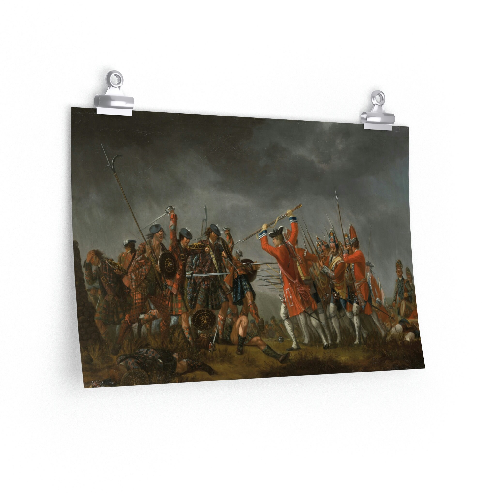 BATTLE OF CULLODEN 1746 Scottish Highlander Rebellion Antique Painting ...