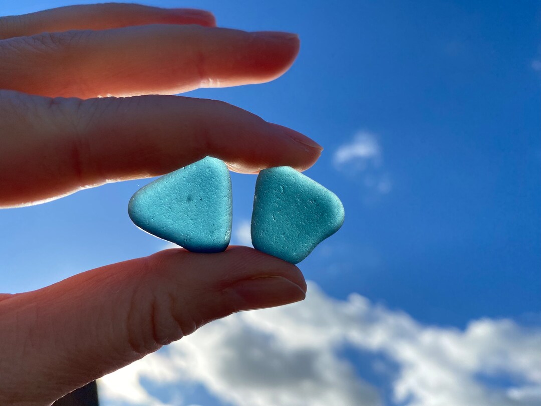Rare Blue Sea Glass Pair: Triangle Jewelry Making Supplies - Etsy