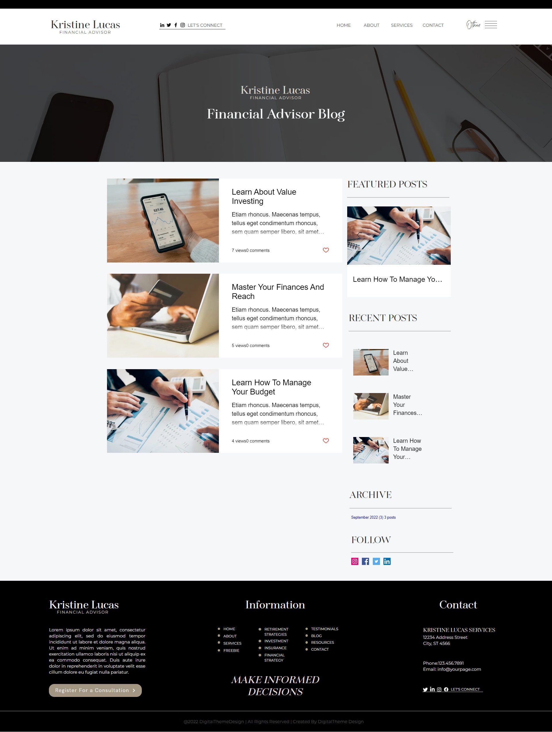 Premium Financial Advisor Website Template, for Financial Planners ...