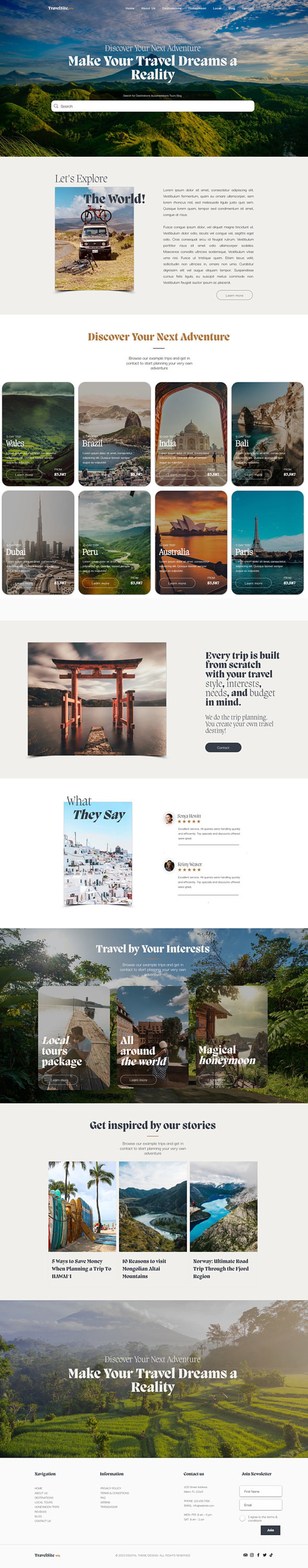 Premium Travel Business Website Template, for Travel Agencies, Travel ...