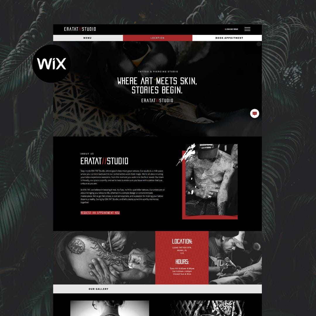 Premium Tattoo & Piercing Studio WIX Website Template, Perfect for ...