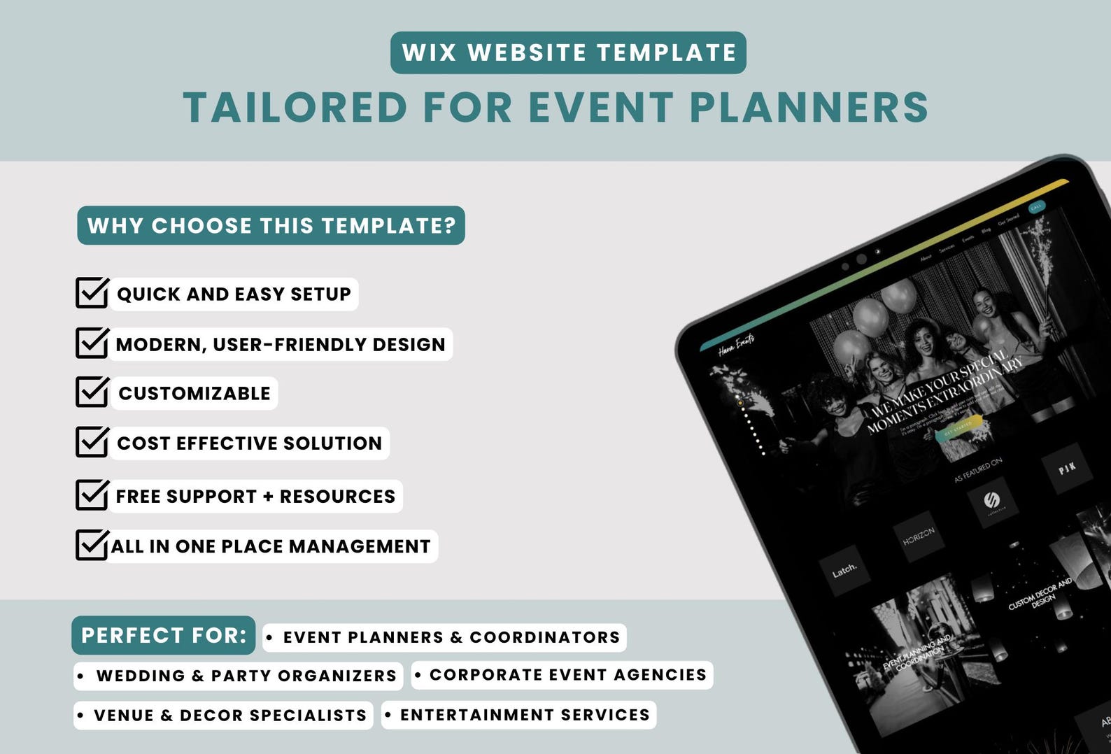 Wix Website Template for Event Planners, Managers, Designers | Wedding ...