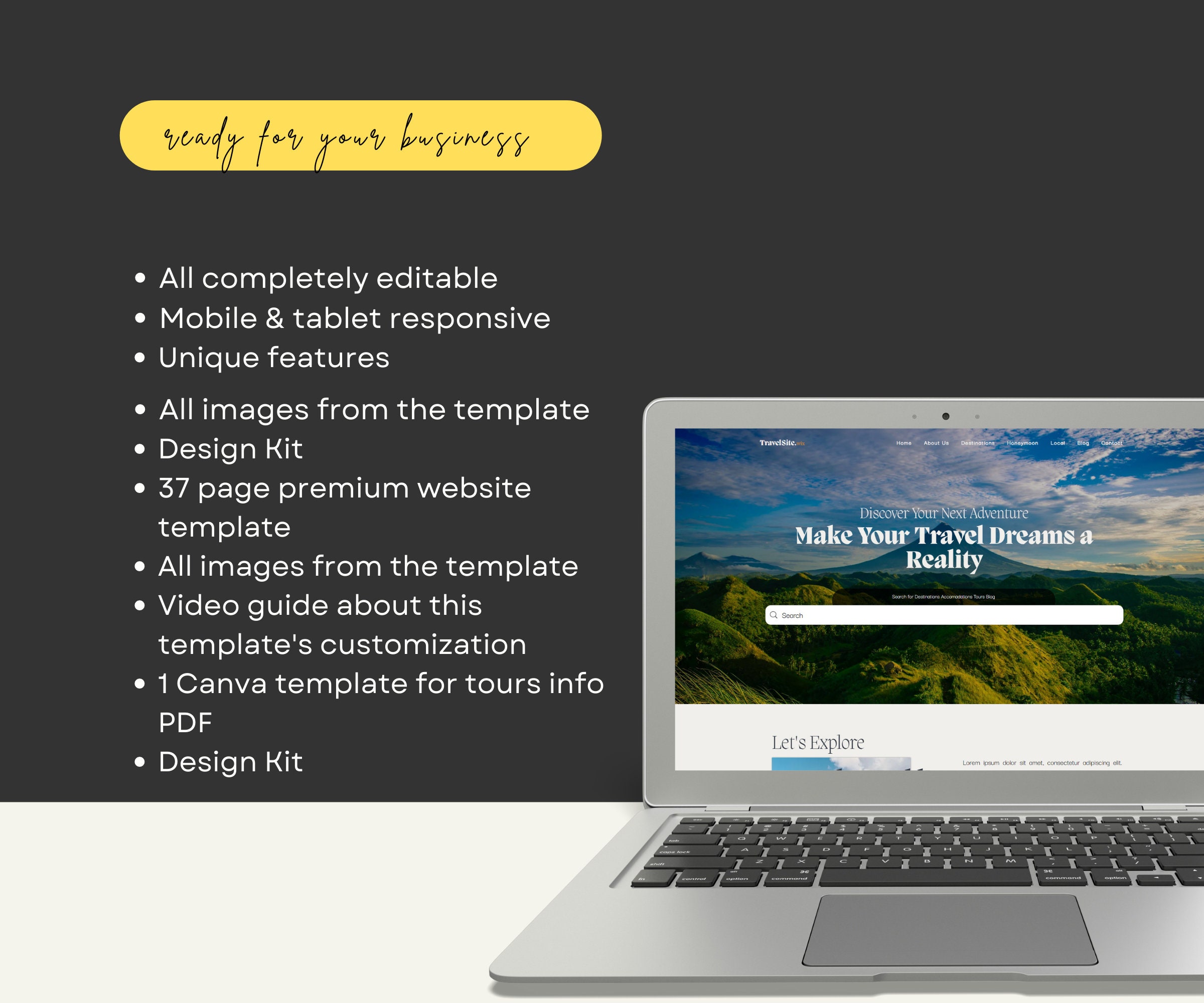 Premium Travel Business Website Template, for Travel Agencies, Travel ...