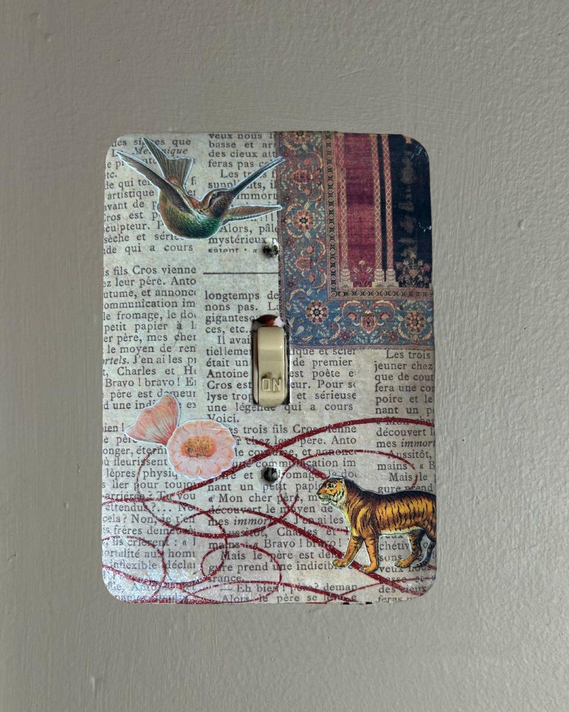 Hummingbird/tiger Writing Switch Plate - Etsy