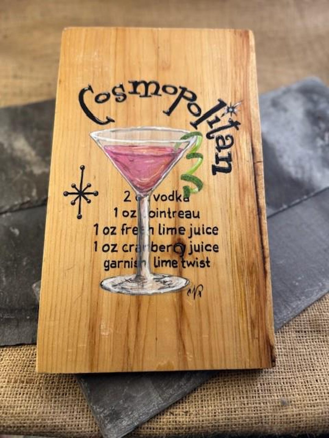 Cocktail Wood Panel Paintings - Cosmo - Etsy