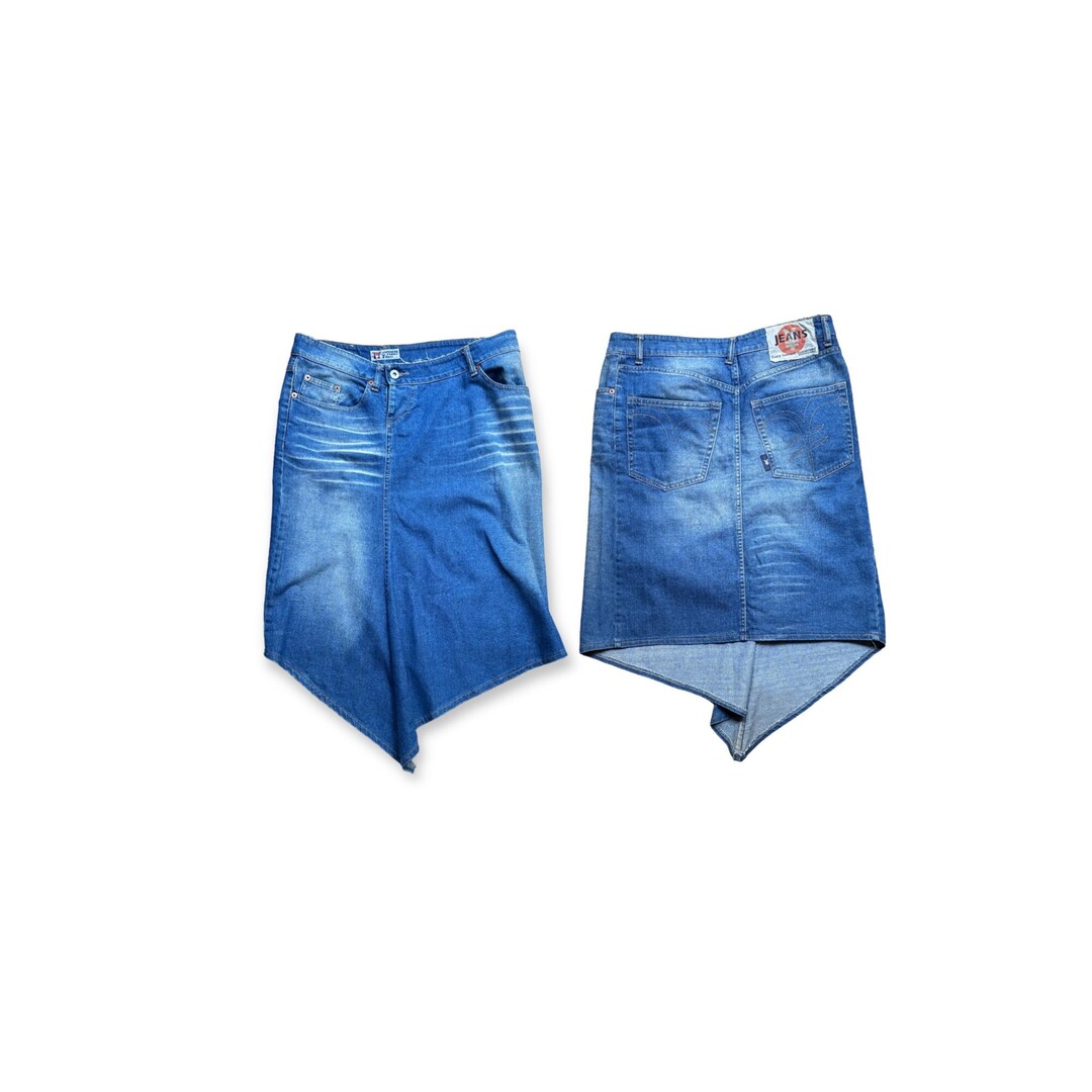 MICHIKO KOSHINO 2000s Rare Vintage Blue Denim Asymmetric Skirt | Size L ...