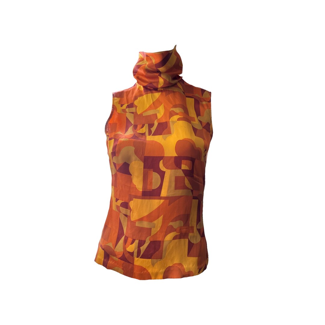 RODIER French Vintage Designer 90s Y2k Silk Groovy Halter Top | Size S ...