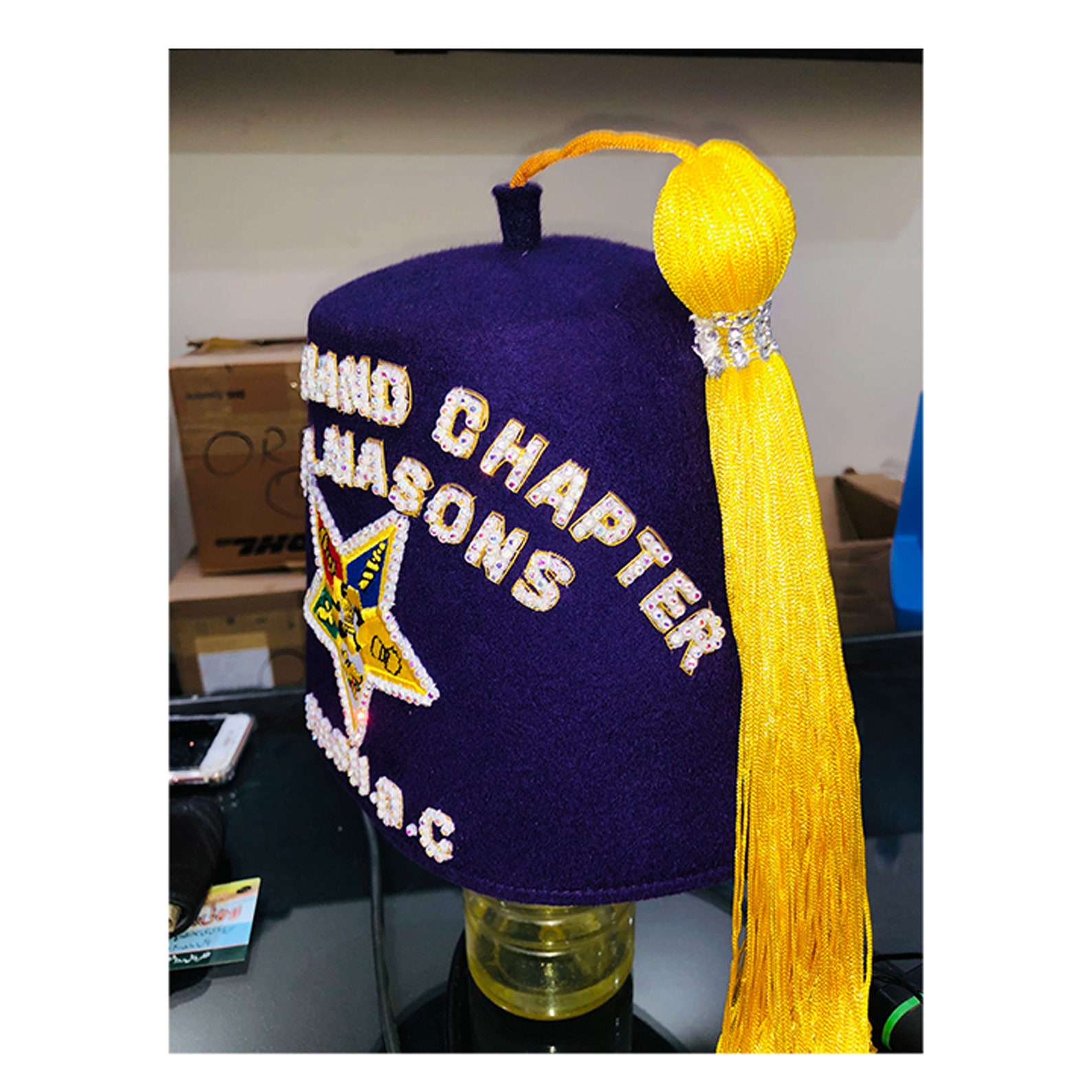 Electa Grand Chapter International Mason Fez Purple With Yellow Tassel ...