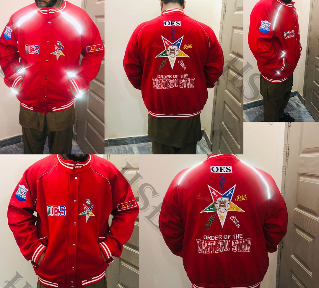 Varsity Jackets,oes Jackets,masonic Latter Women Jacket Oes Red-hse - Etsy