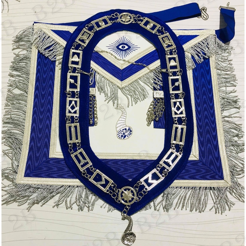 Masonic Regalia Junior Steward Apron Blue With Chain Collar & Jewel-hse ...