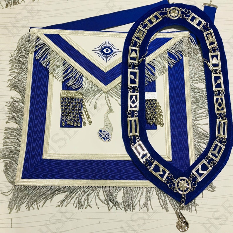 Masonic Regalia Senior Steward Apron Blue With Chain Collar & - Etsy