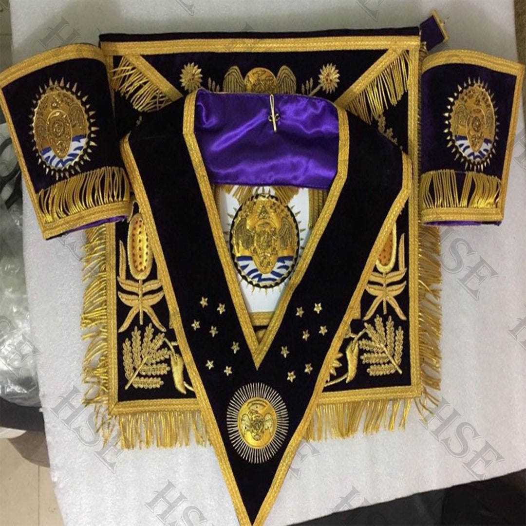 Scottish Rite 96th Degree Apron With Collar and Cuffs Set Purple-hse - Etsy