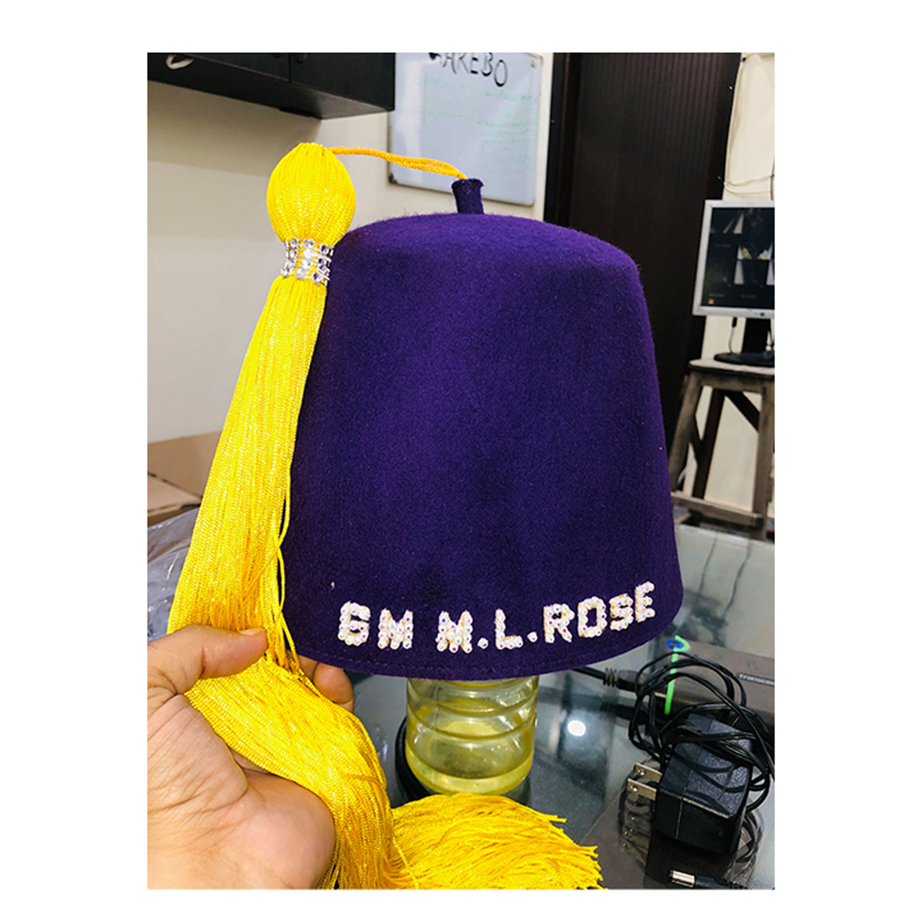 Electa Grand Chapter International Mason Fez Purple With Yellow Tassel ...