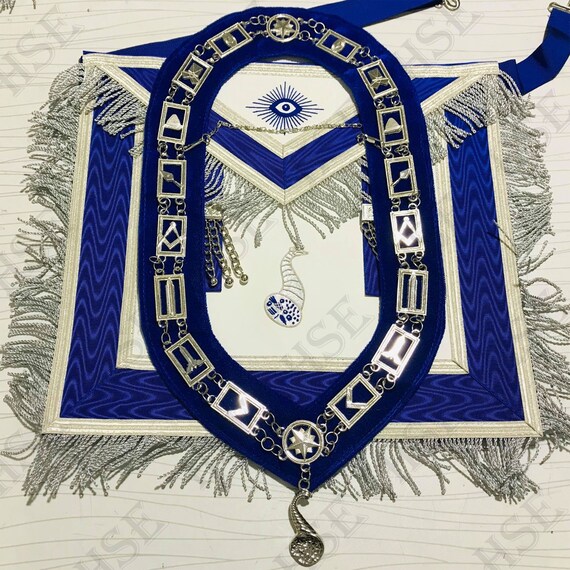 Masonic Regalia Senior Steward Apron Blue With Chain Collar & - Etsy