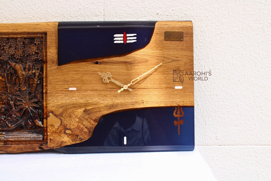 Lord Shiva Parvati 3D Wooden Wall Art With Epoxy Resin Wall Clock ...
