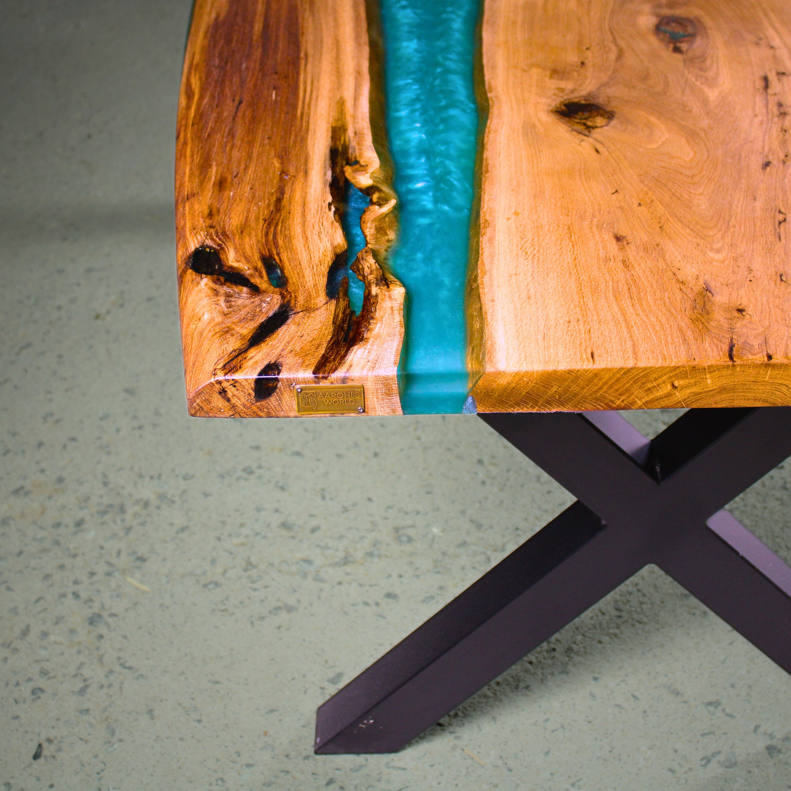 Epoxy Resin Table of Oak Wood in Green Theme, Made to Order - Etsy