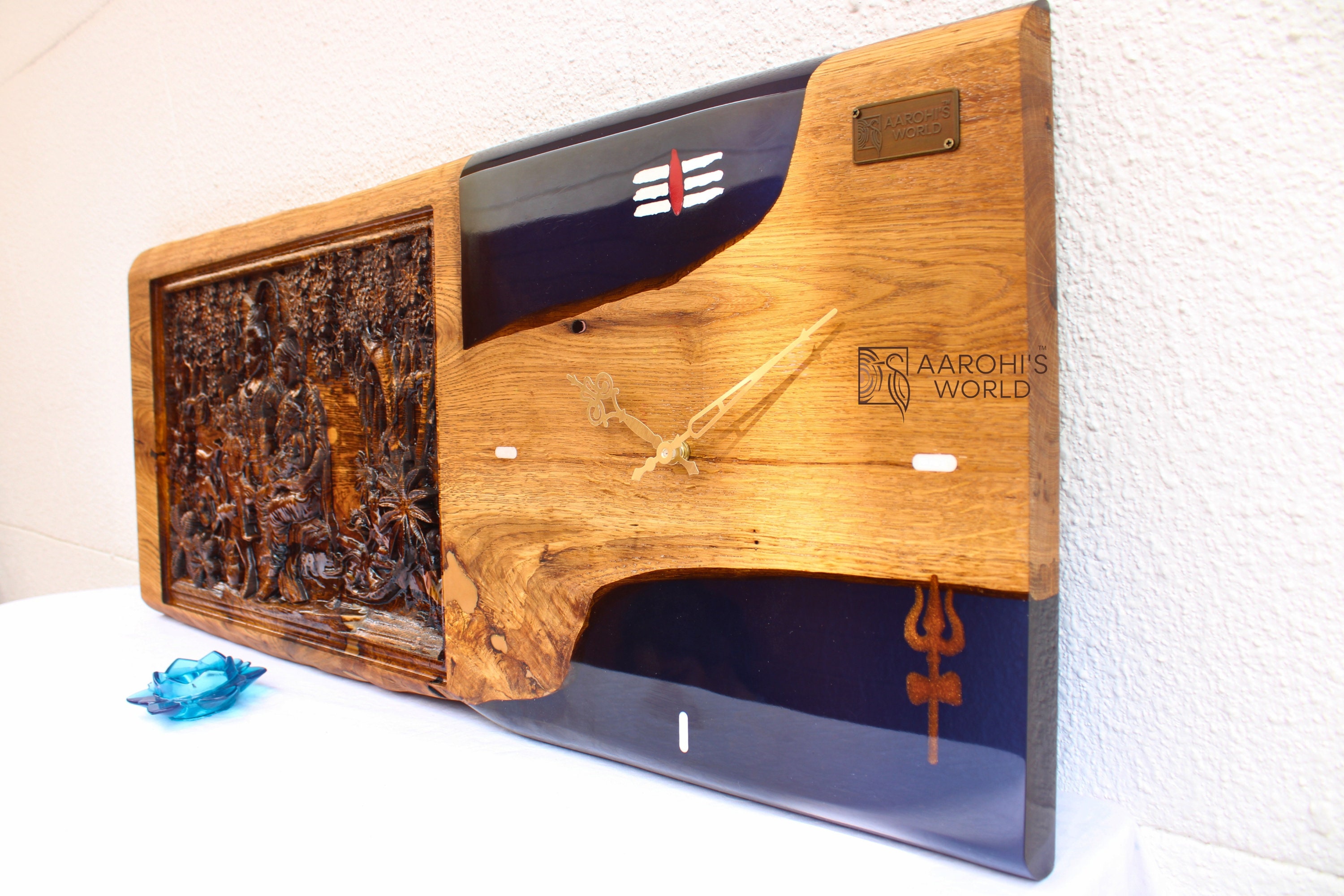 Lord Shiva Parvati 3D Wooden Wall Art With Epoxy Resin Wall Clock ...