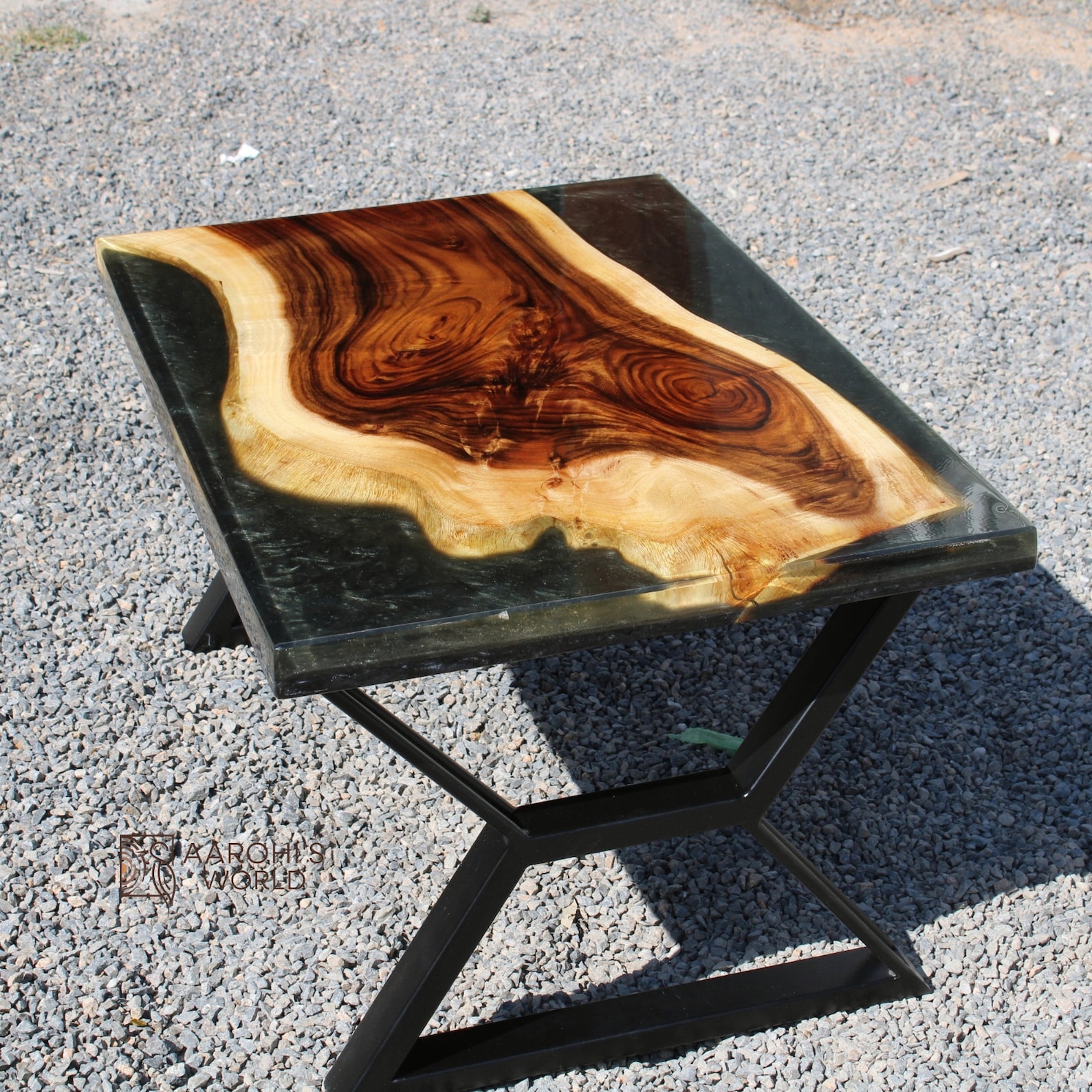 Epoxy Resin Coffee Table of Seasoned Wood, 3x2 Feet, Ready to Dispatch ...