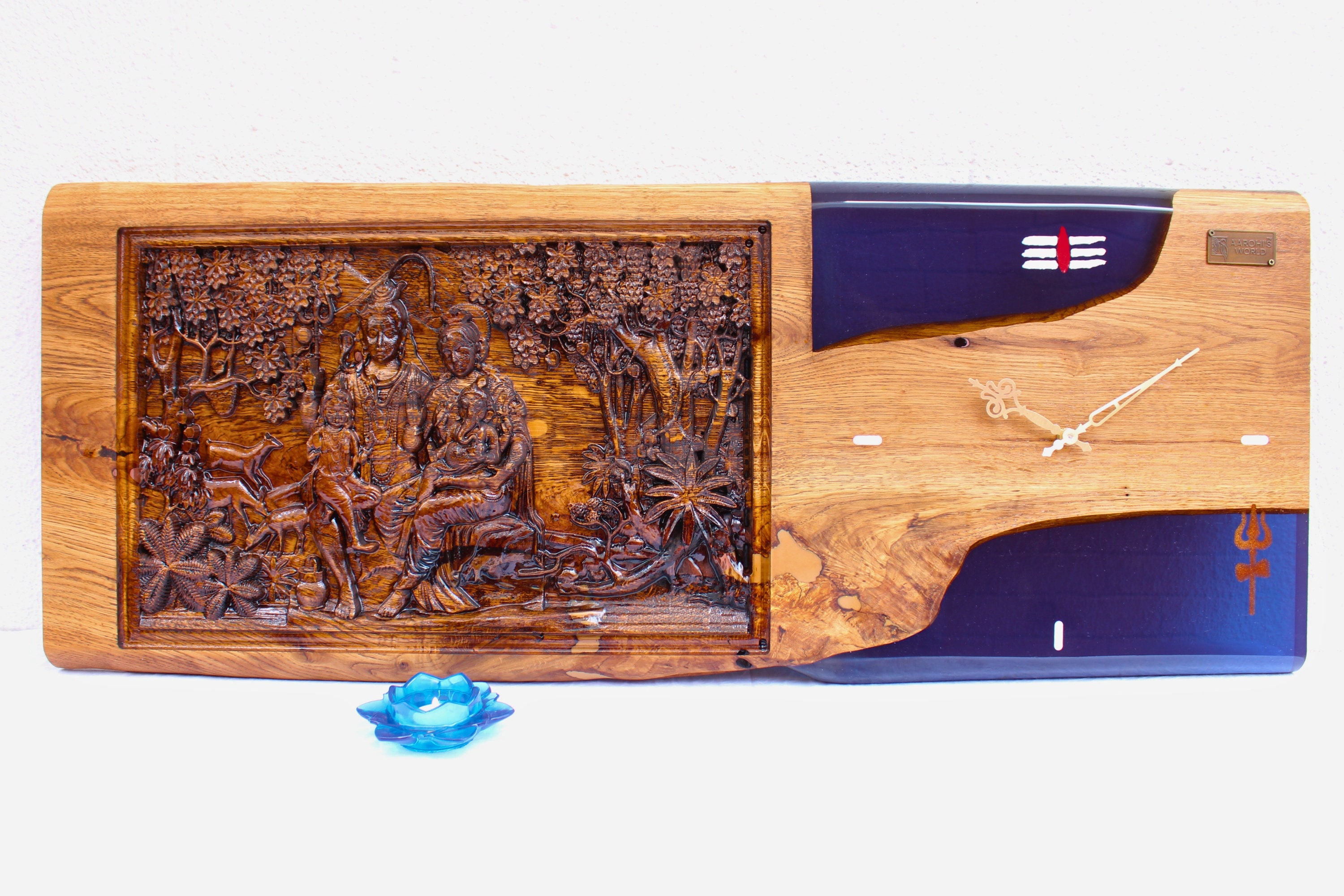 Lord Shiva Parvati 3D Wooden Wall Art With Epoxy Resin Wall Clock ...