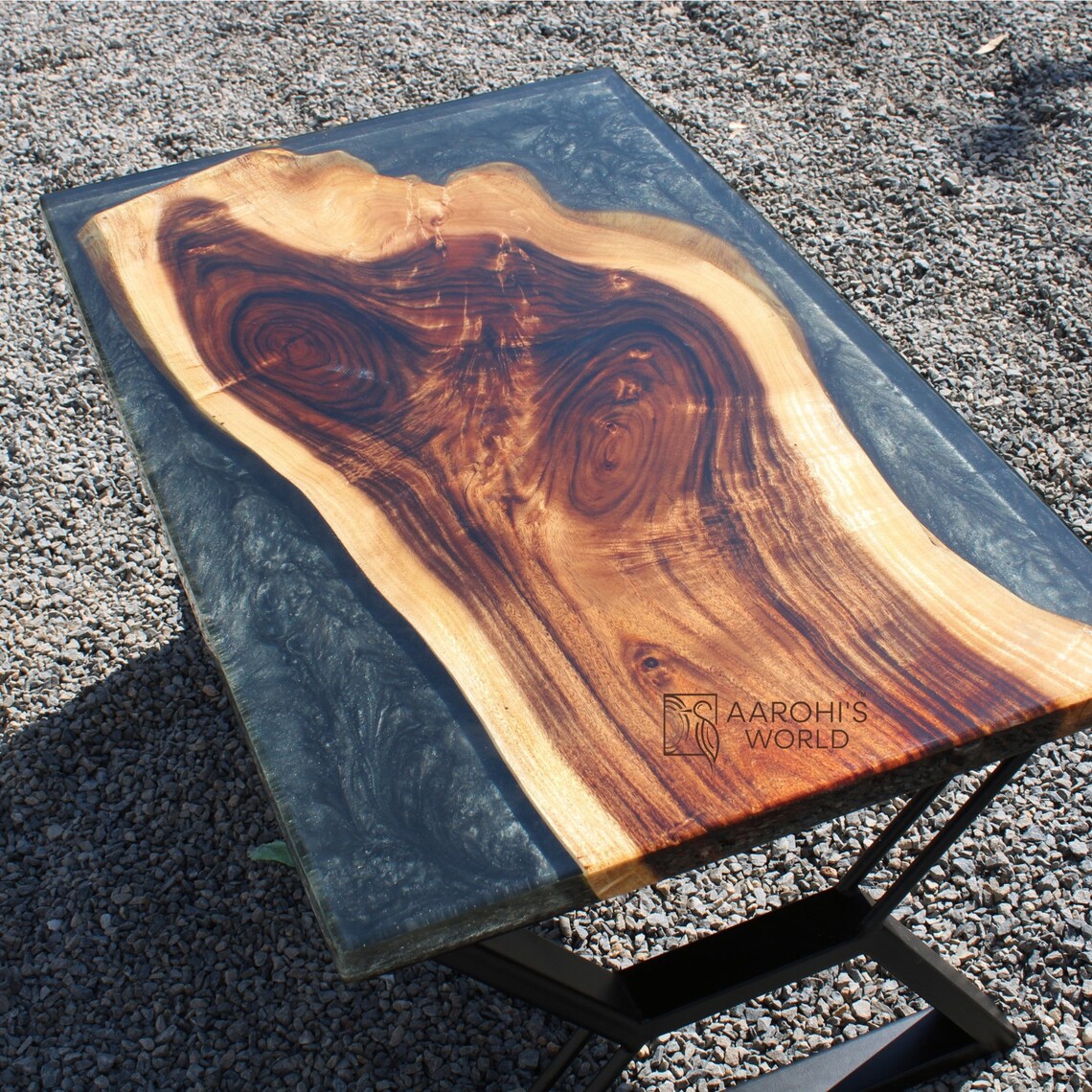 Epoxy Resin Coffee Table of Seasoned Wood, 3x2 Feet, Ready to Dispatch ...