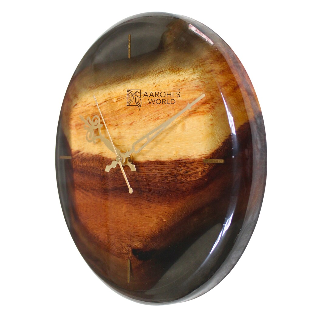 Epoxy Resin and Wooden Wall Clock, Transparent Black Color With Ultra ...